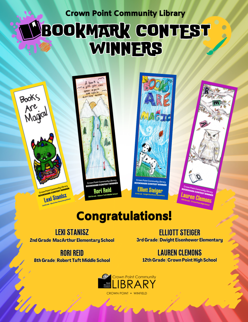 Crown Point Community Library - Design A Bookmark Contest Winners ...
