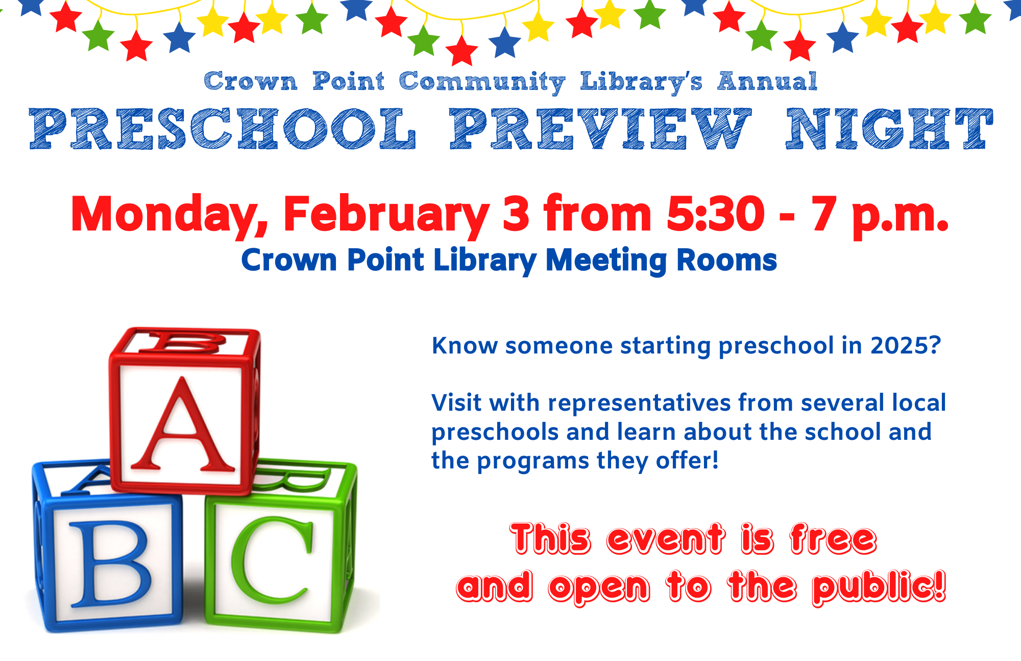 Crown Point Community Library - Prepare for Preschool at the Library’s ...
